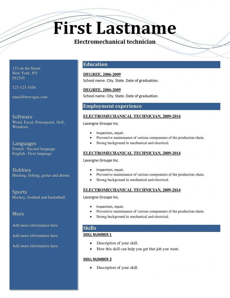 Curriculum vitae em inglês preenchido em Word para baixar