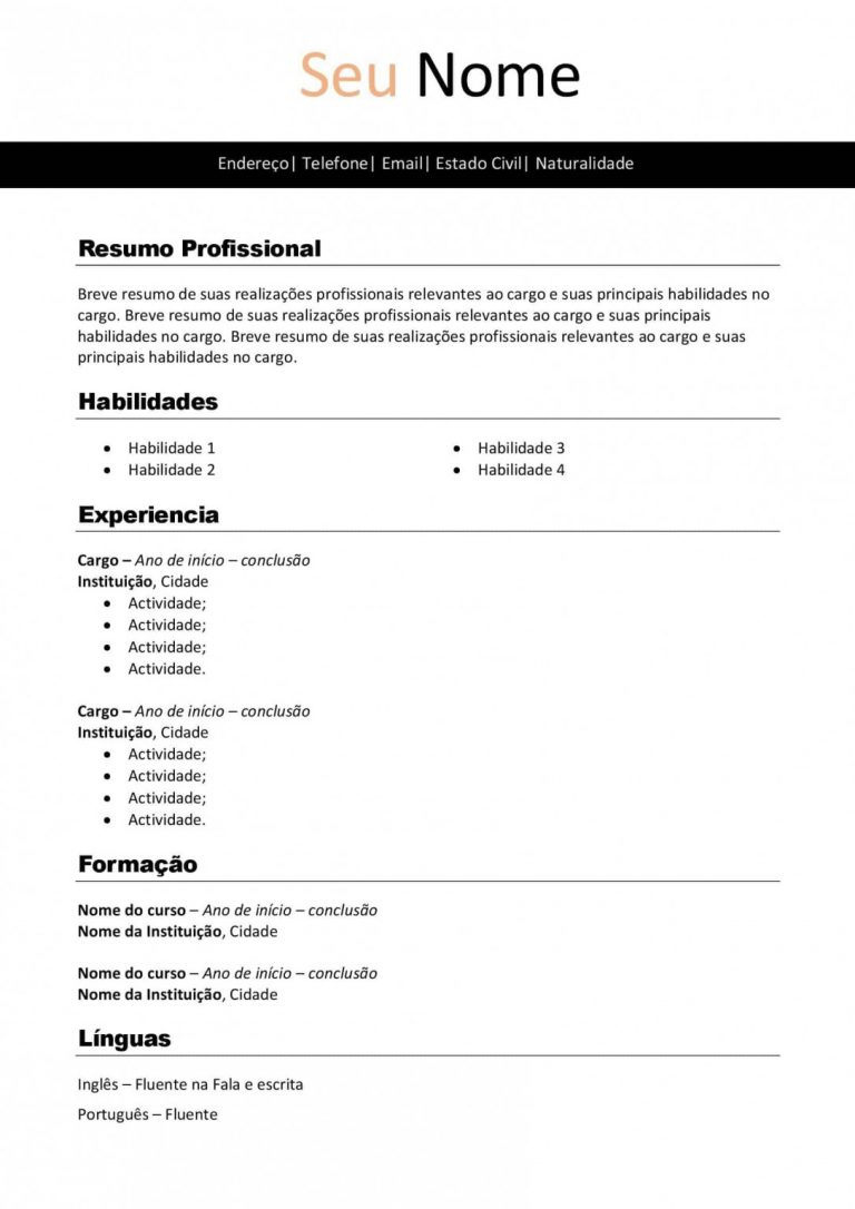 10 Modelos de Curriculum Vitae em Word (Download Grátis)