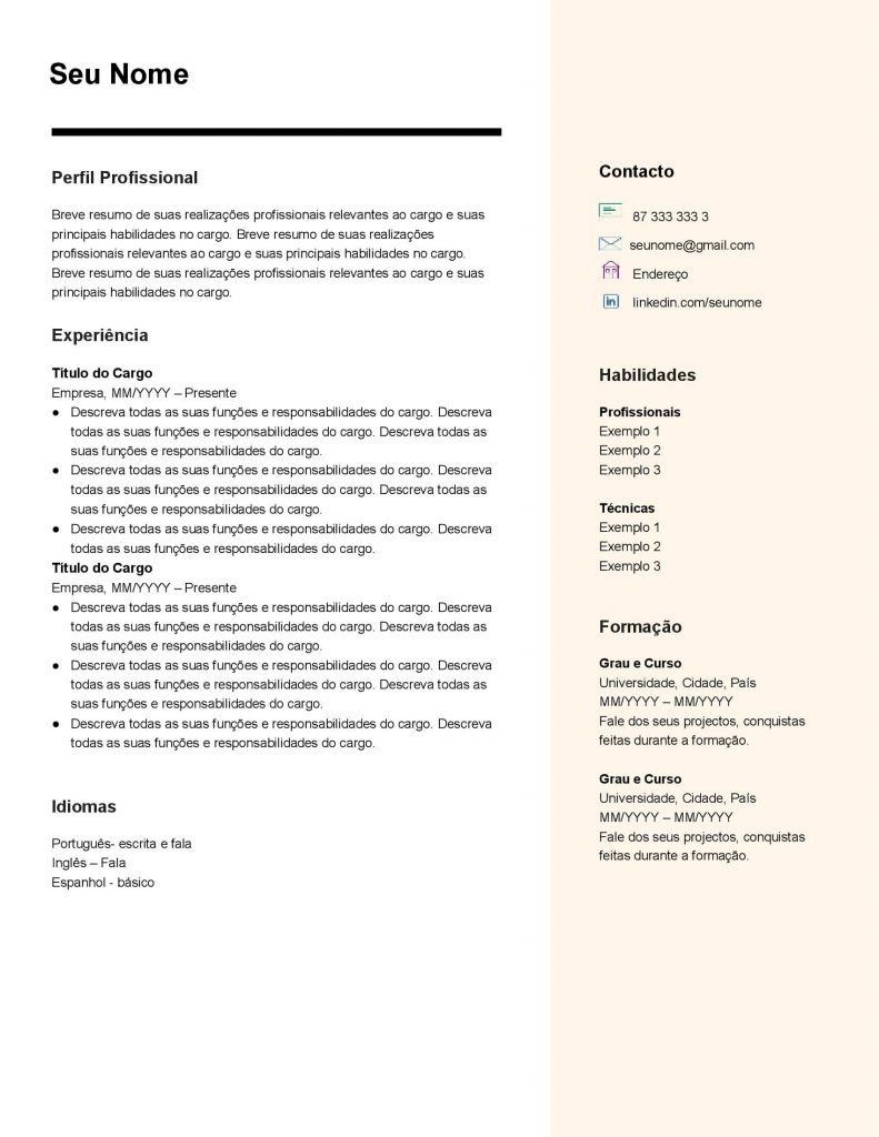 10 Modelos de Curriculum Vitae em Word (Download Grátis)