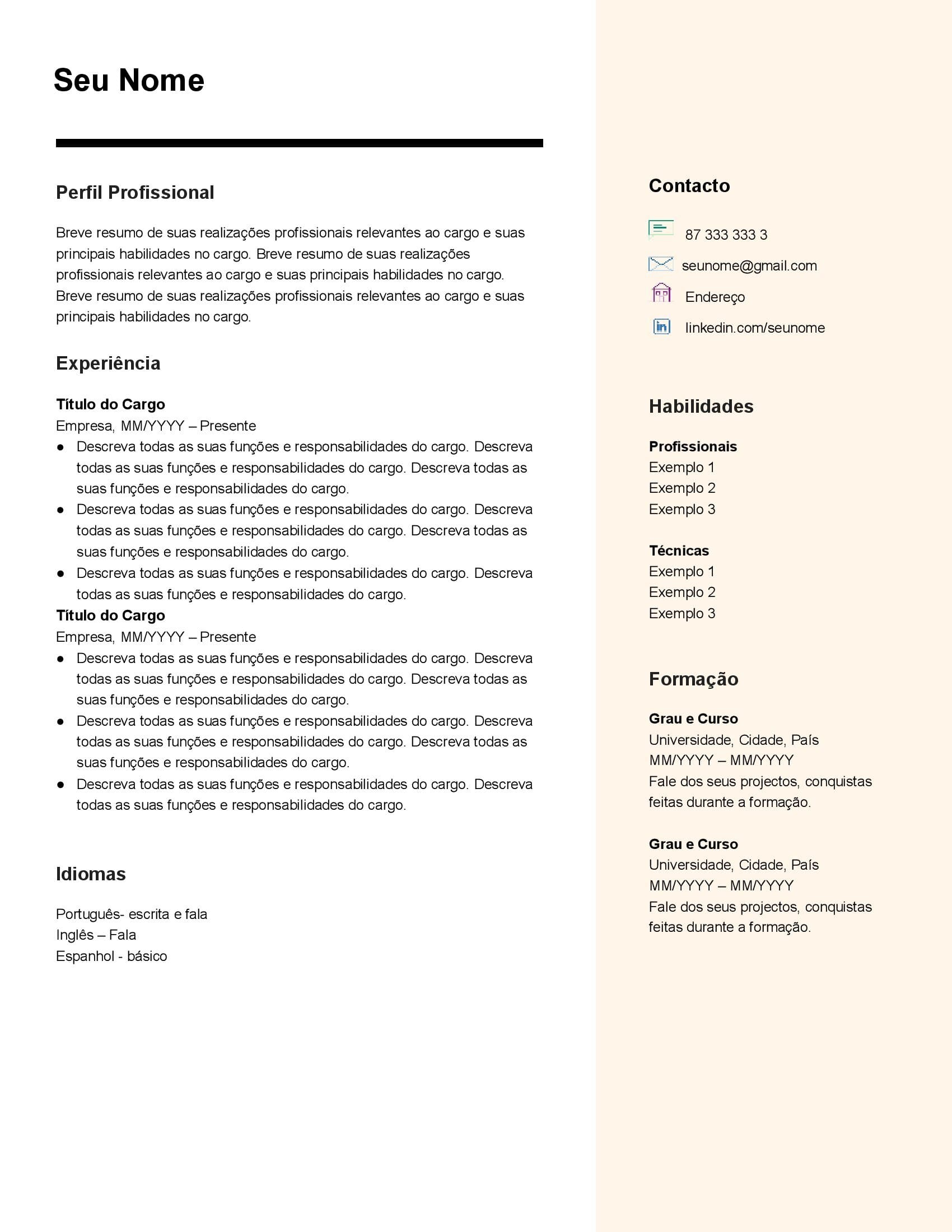 10 Modelos de Curriculum Vitae em Word (Download Grátis)