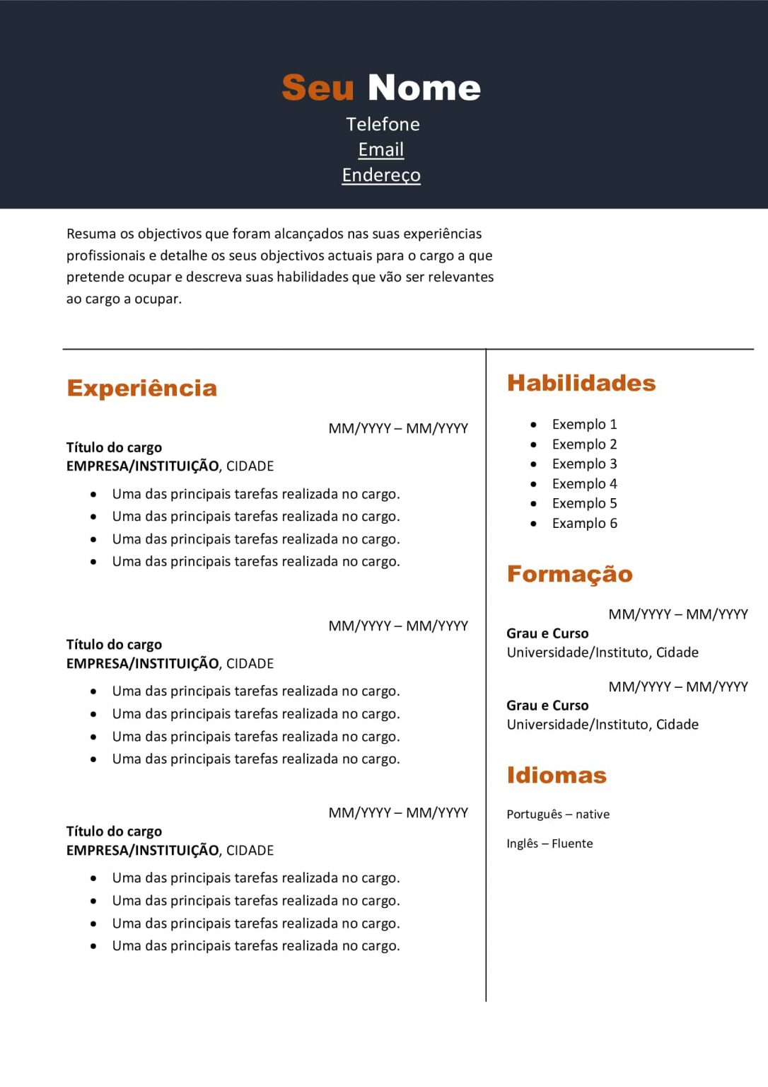 10 Modelos de Curriculum Vitae em Word (Download Grátis)