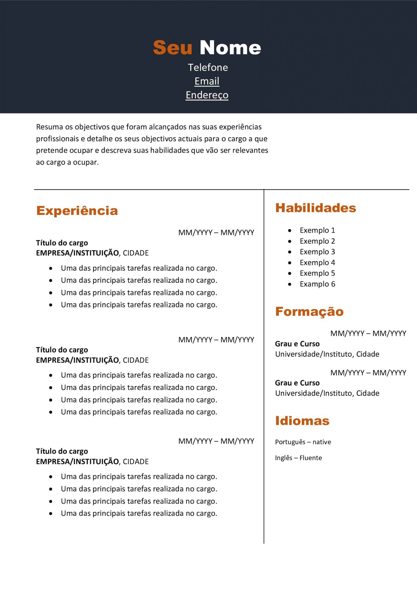 10 Modelos de Curriculum Vitae em Word (Download Grátis)