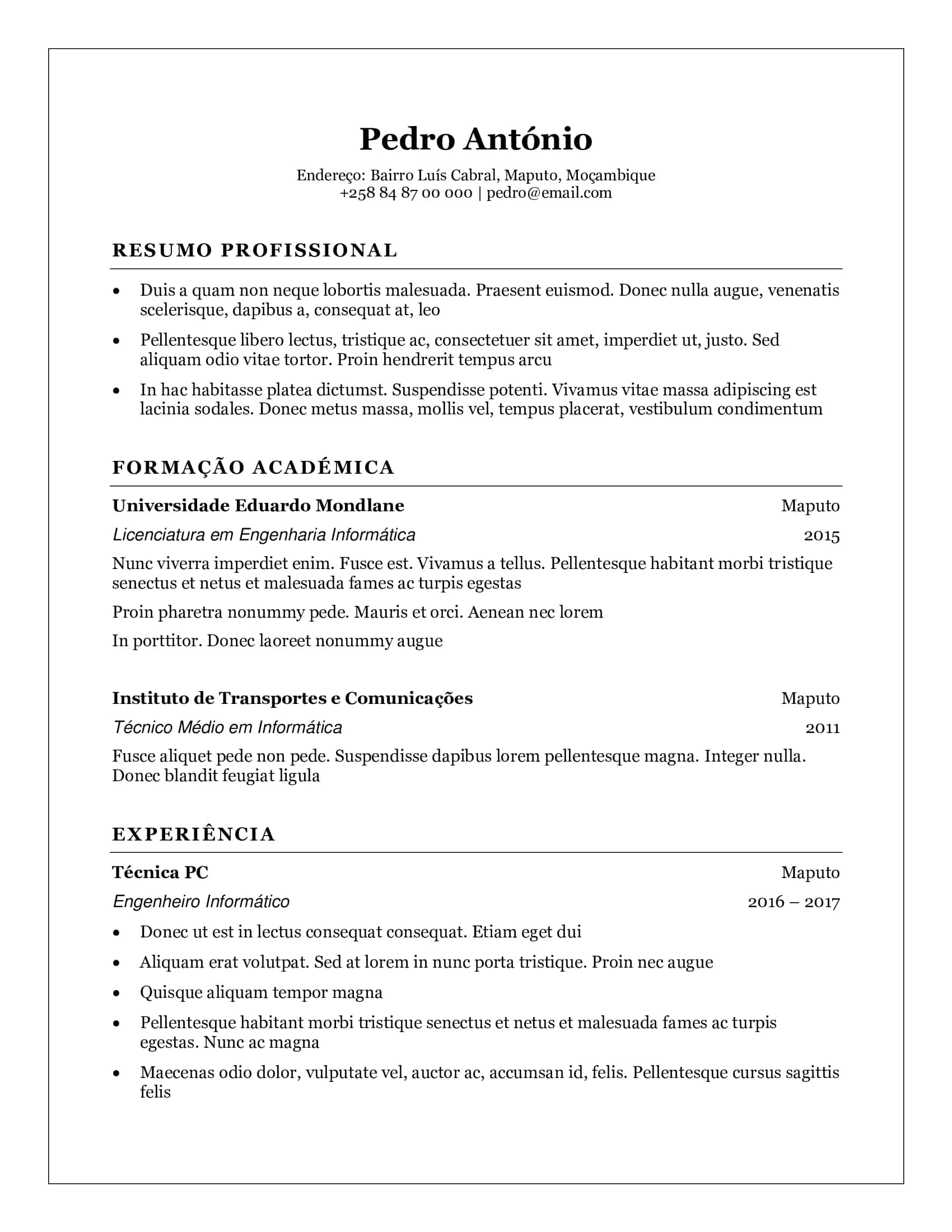 10 Modelos de Curriculum Vitae em Word (Download Grátis)