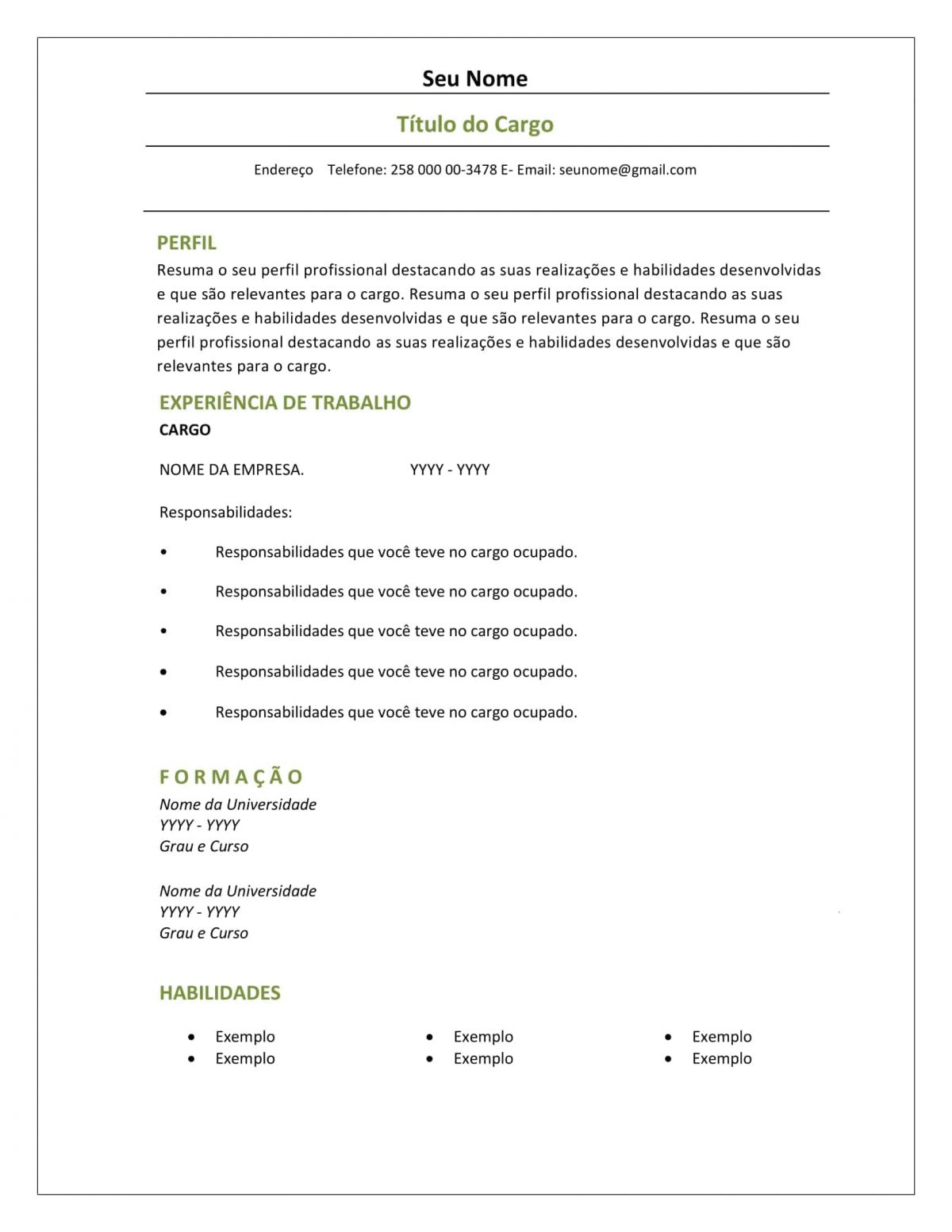 10 Modelos de Curriculum Vitae em Word (Download Grátis)