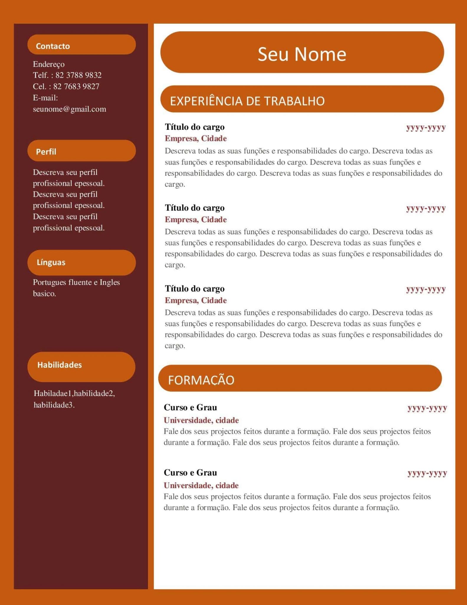 Modelos de currículo pronto para editar no Word