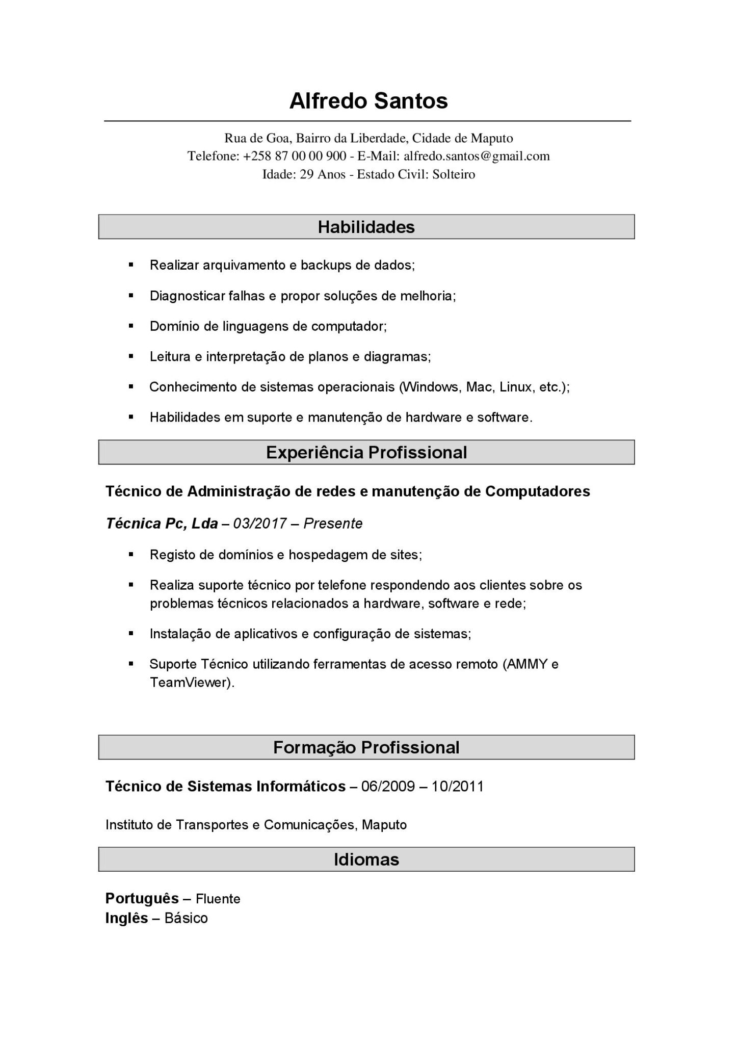 10 Modelos de Curriculum Vitae em Word (Download Grátis)